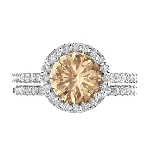 Clara Pucci 14K White Gold 2.52 Synthetic Yellow Moissanite Engraveable ...