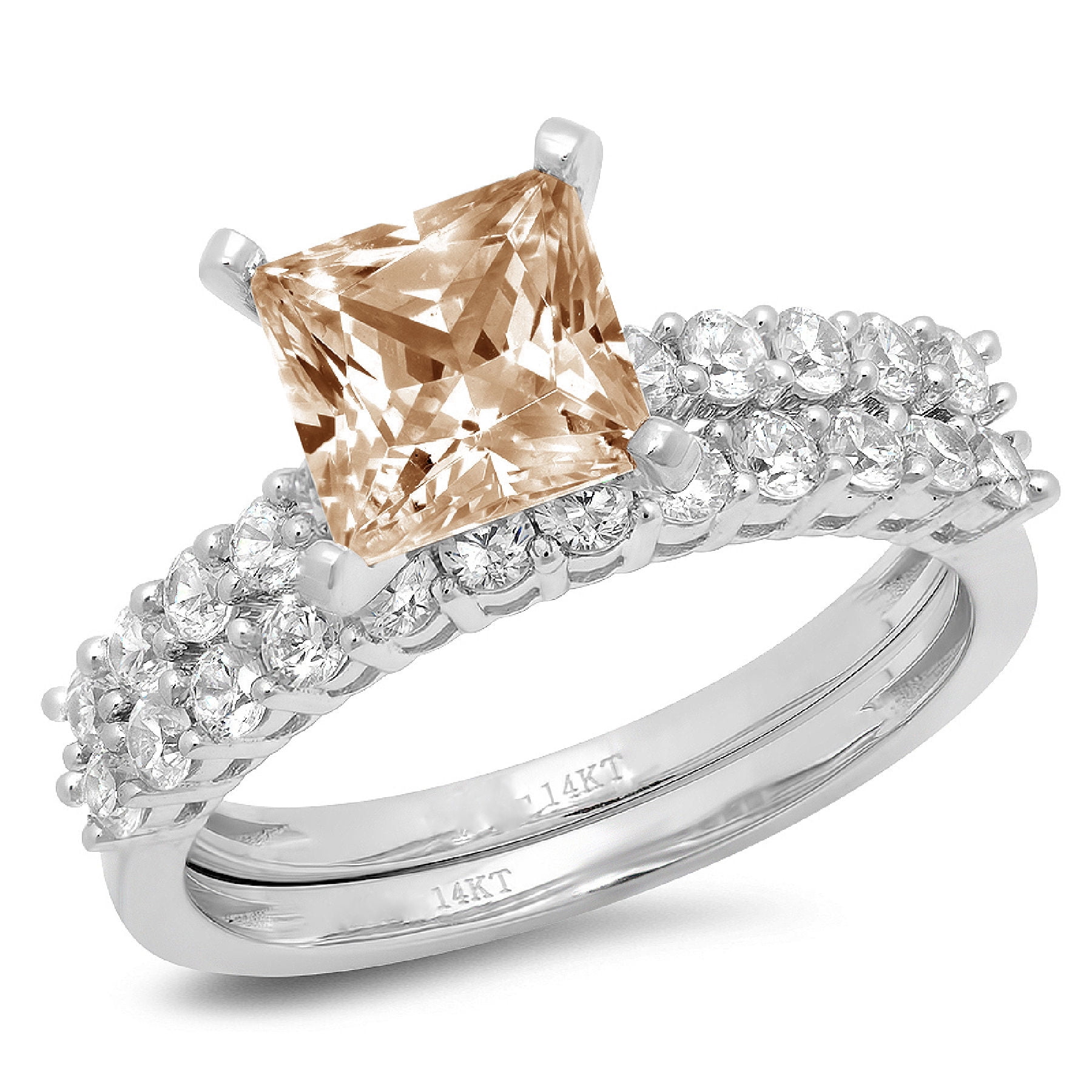 Clara Pucci 14K White Gold 2.63 Simulated Champagne Engraveable ...