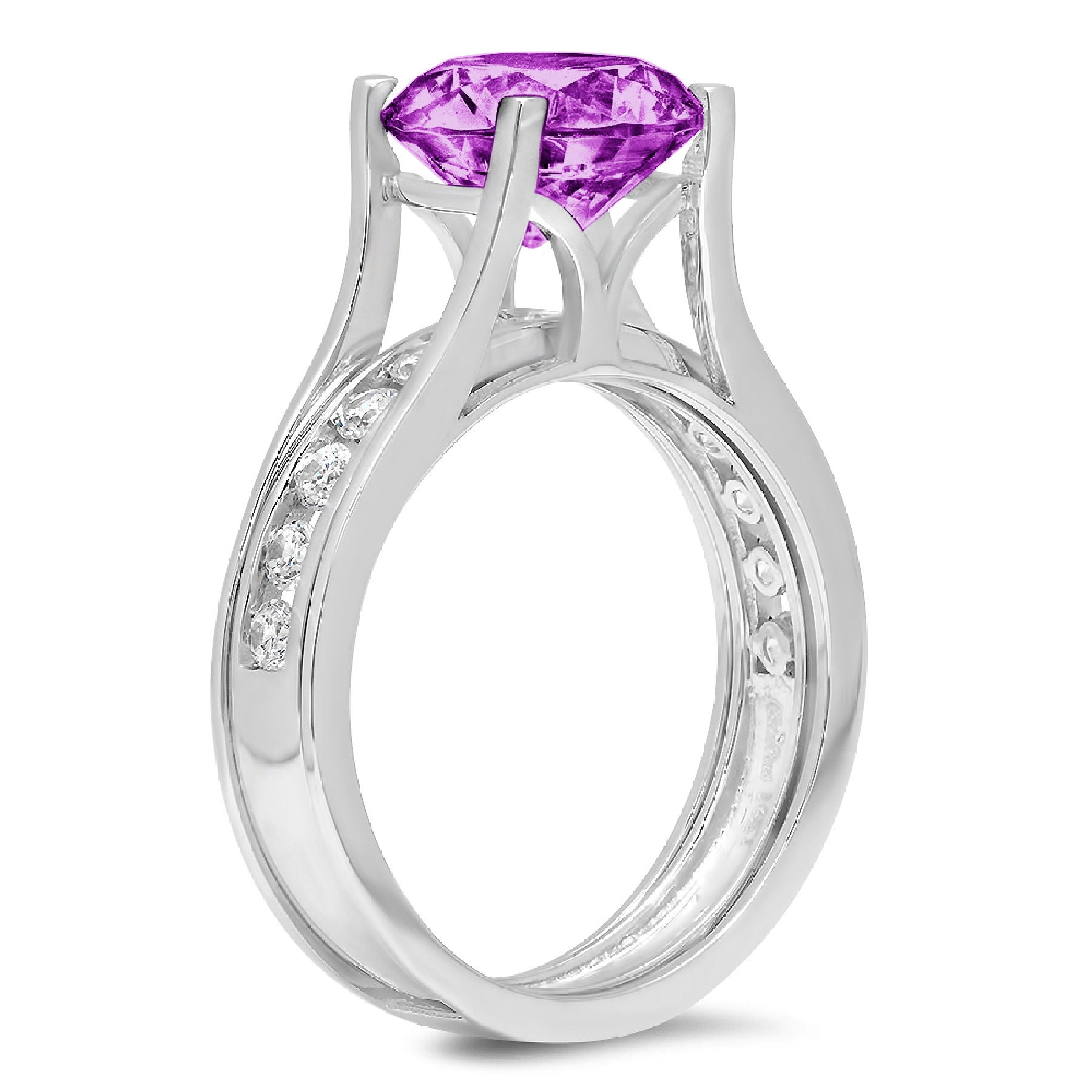 Clara Pucci 14K White Gold 3.39 Simulated Alexandrite Engraveable ...