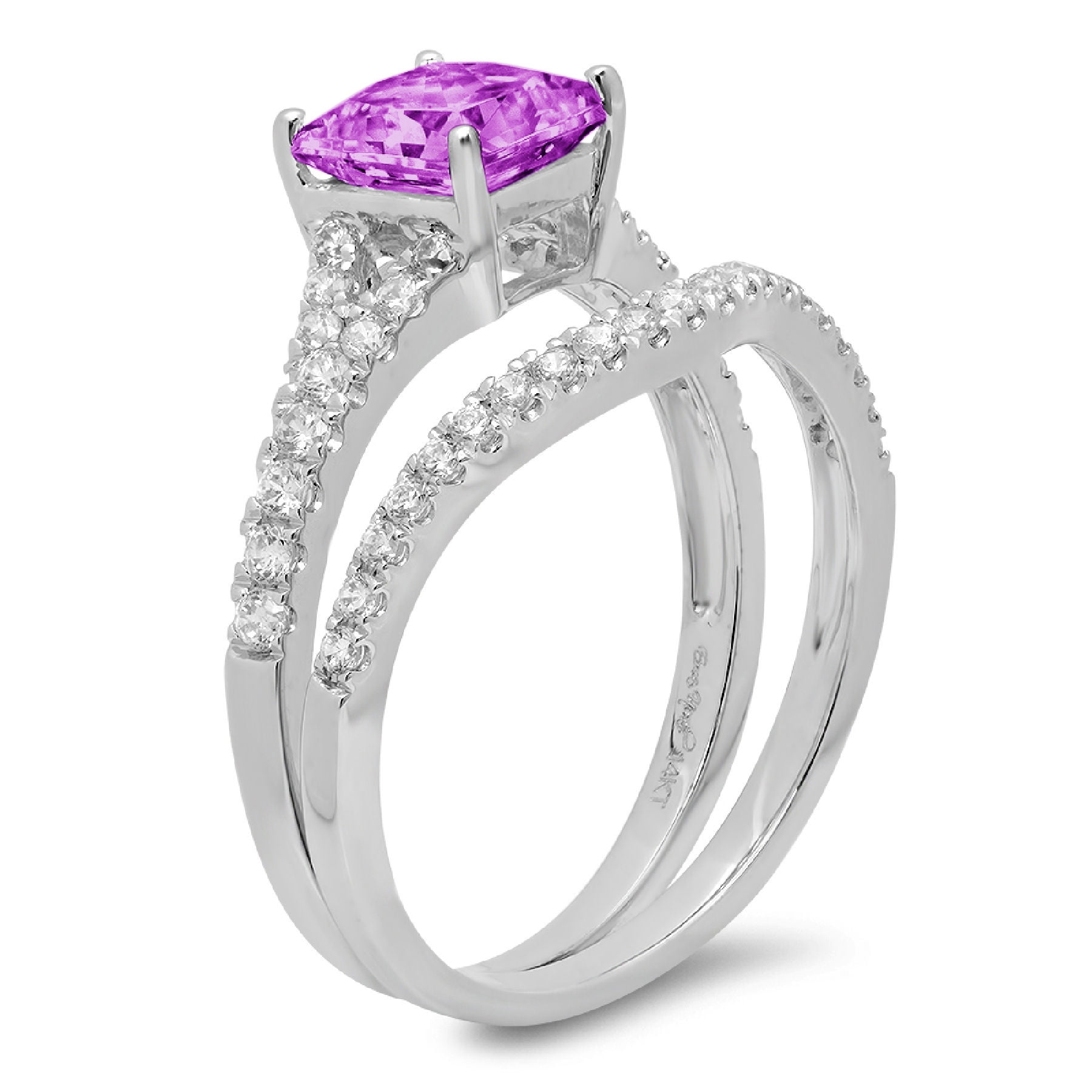 Clara Pucci 14K White Gold 3.4 Simulated Alexandrite Engraveable ...