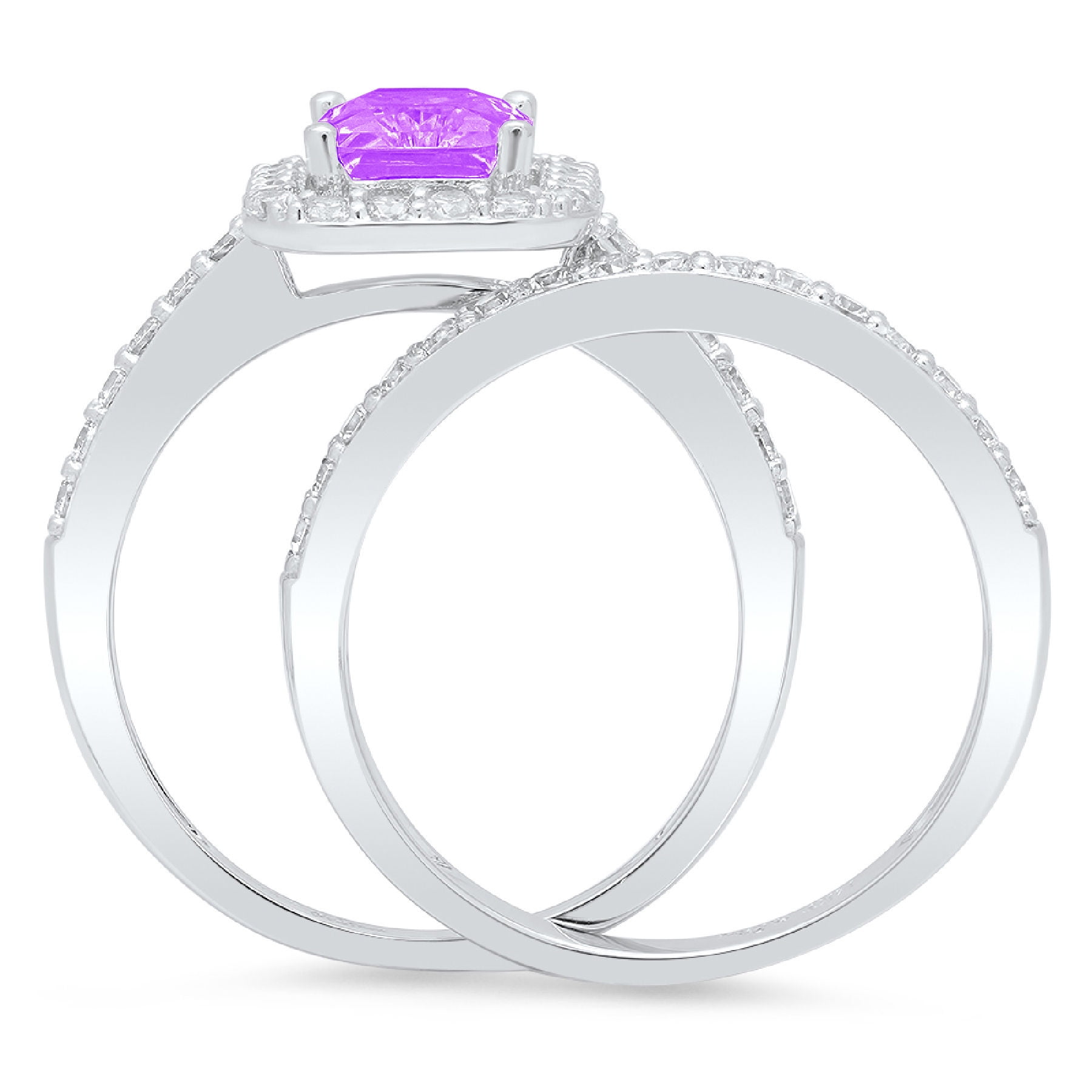 Clara Pucci 14K White Gold Emerald Cut 1.5Ct Natural Amethyst ...