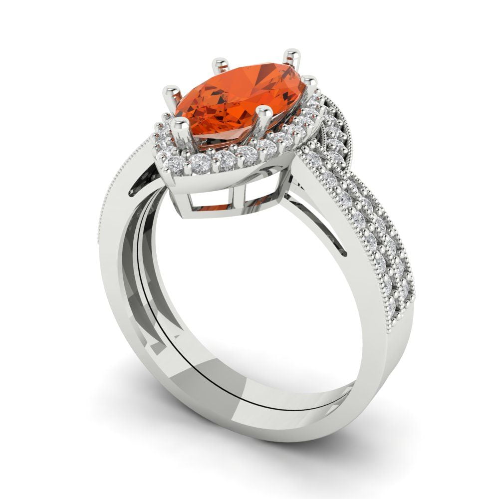 Clara Pucci 14K White Gold Marquise Cut 2Ct Simulated Red Diamond ...