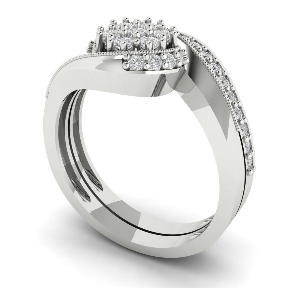 Clara Pucci 14K White Gold Round Cut 0.025Ct Synthetic White Sapphire ...