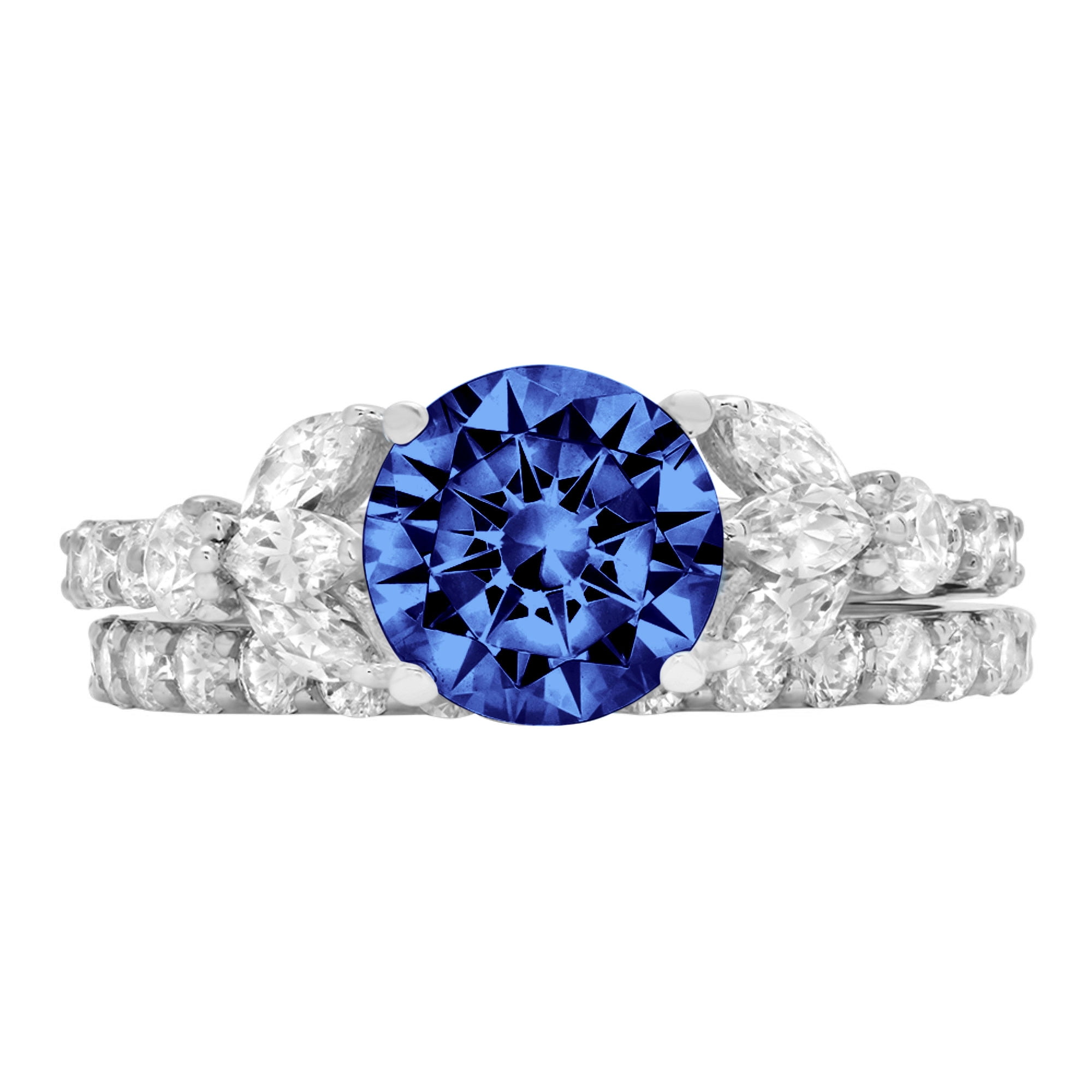 Clara Pucci 14K White Gold Round Cut 1.5Ct Simulated Tanzanite ...