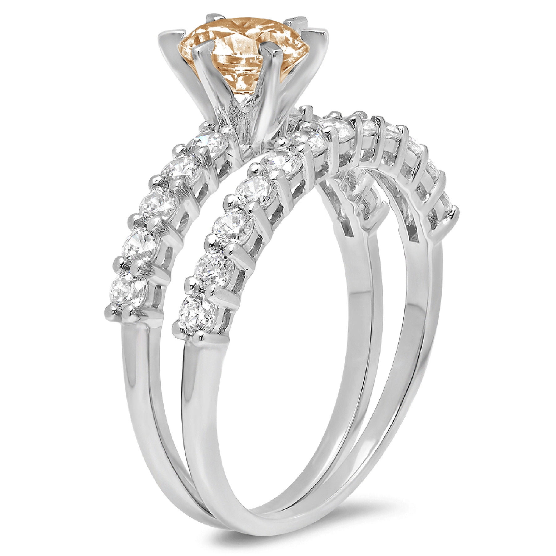 Clara Pucci 14K White Gold Round Cut 1Ct Natural Morganite Engagement ...