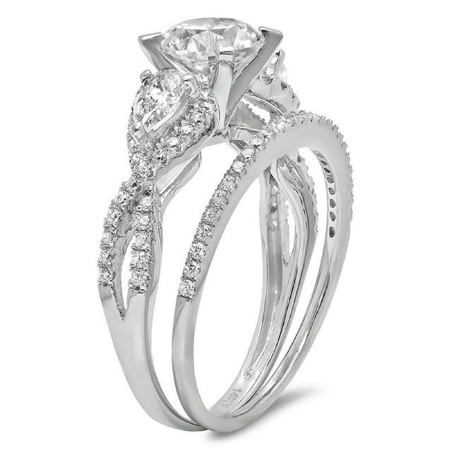 Clara Pucci 14K White Gold Round Cut 1Ct Synthetic White Sapphire ...