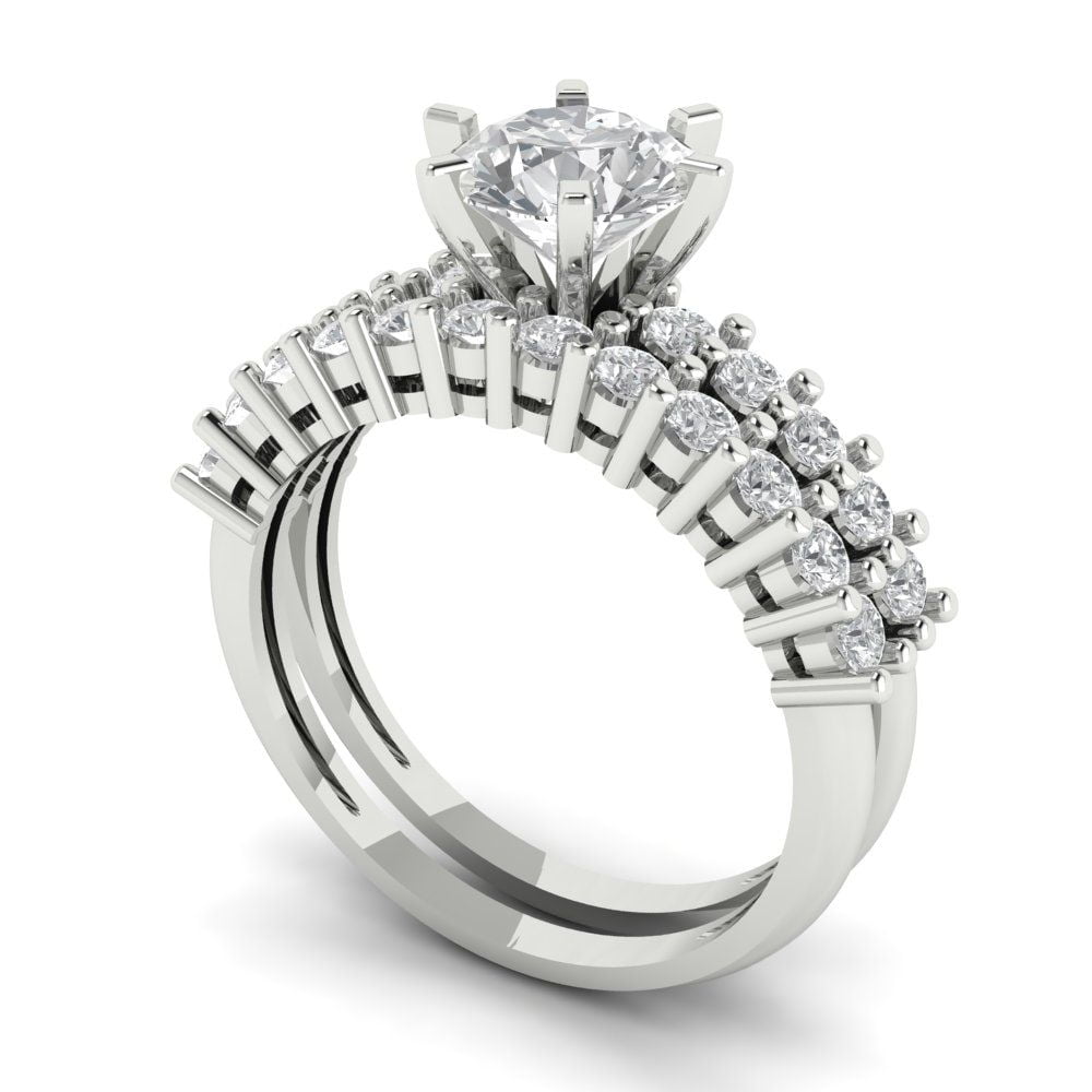 Clara Pucci 14K White Gold Round Cut 1Ct Synthetic White Sapphire ...