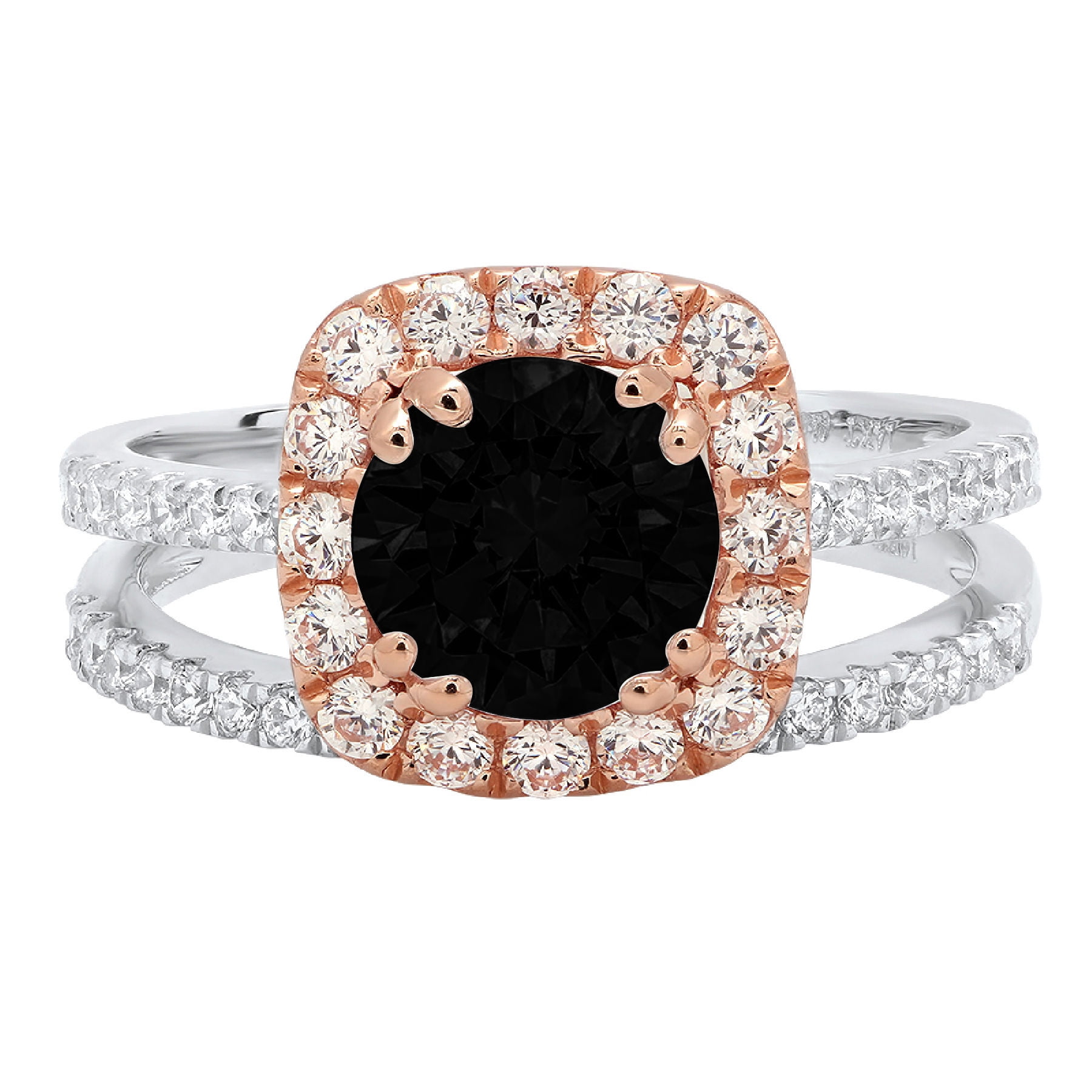 Clara Pucci 14K White/Rose Gold 1.495 Natural Onyx Engraveable ...