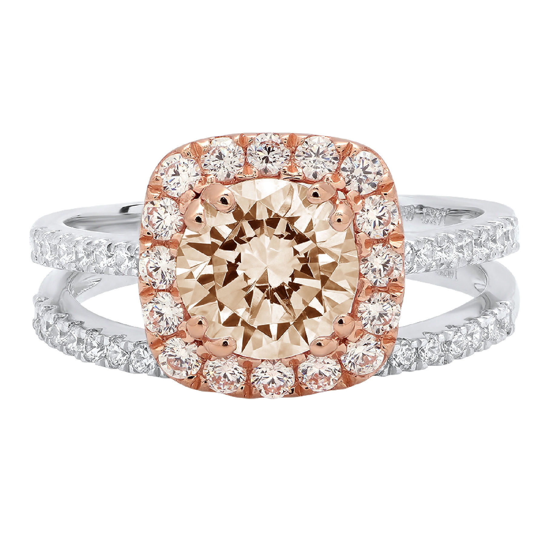 Clara Pucci 14K White/Rose Gold 1.495 Simulated Champagne Engraveable ...