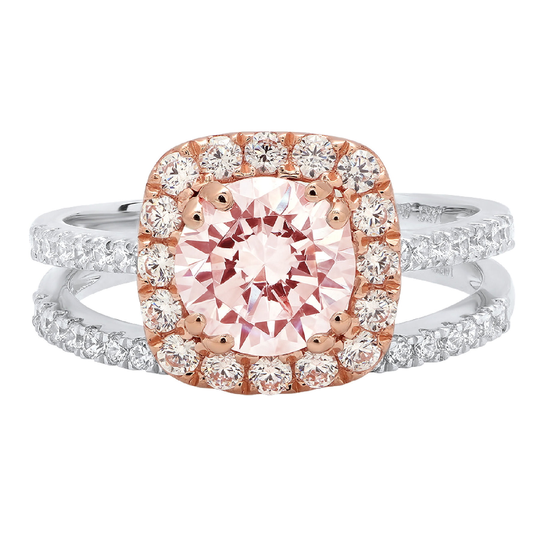 Clara Pucci 14K White/Rose Gold 1.495 Simulated Pink Diamond ...