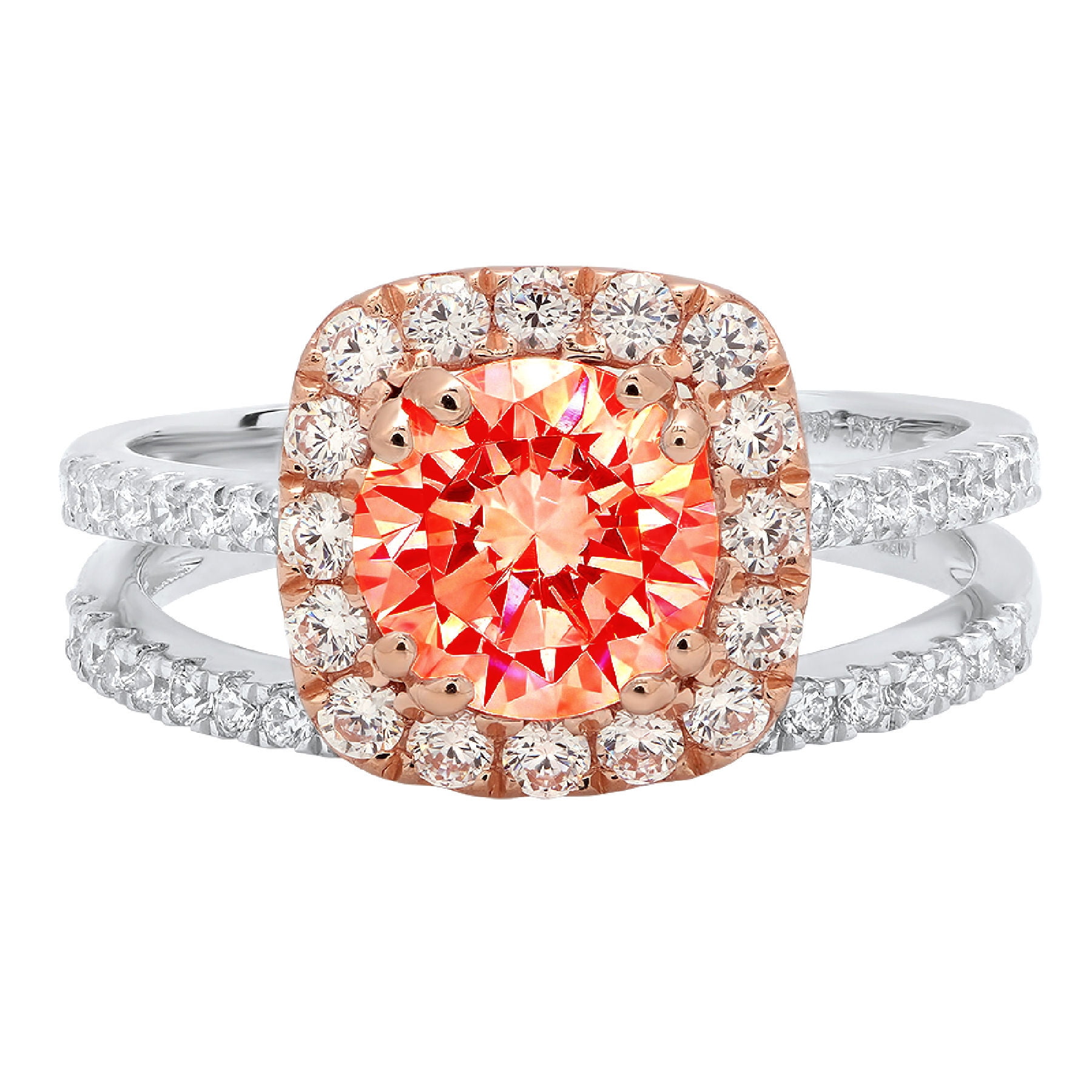 Clara Pucci 14K White/Rose Gold 1.495 Simulated Red Diamond Engraveable ...