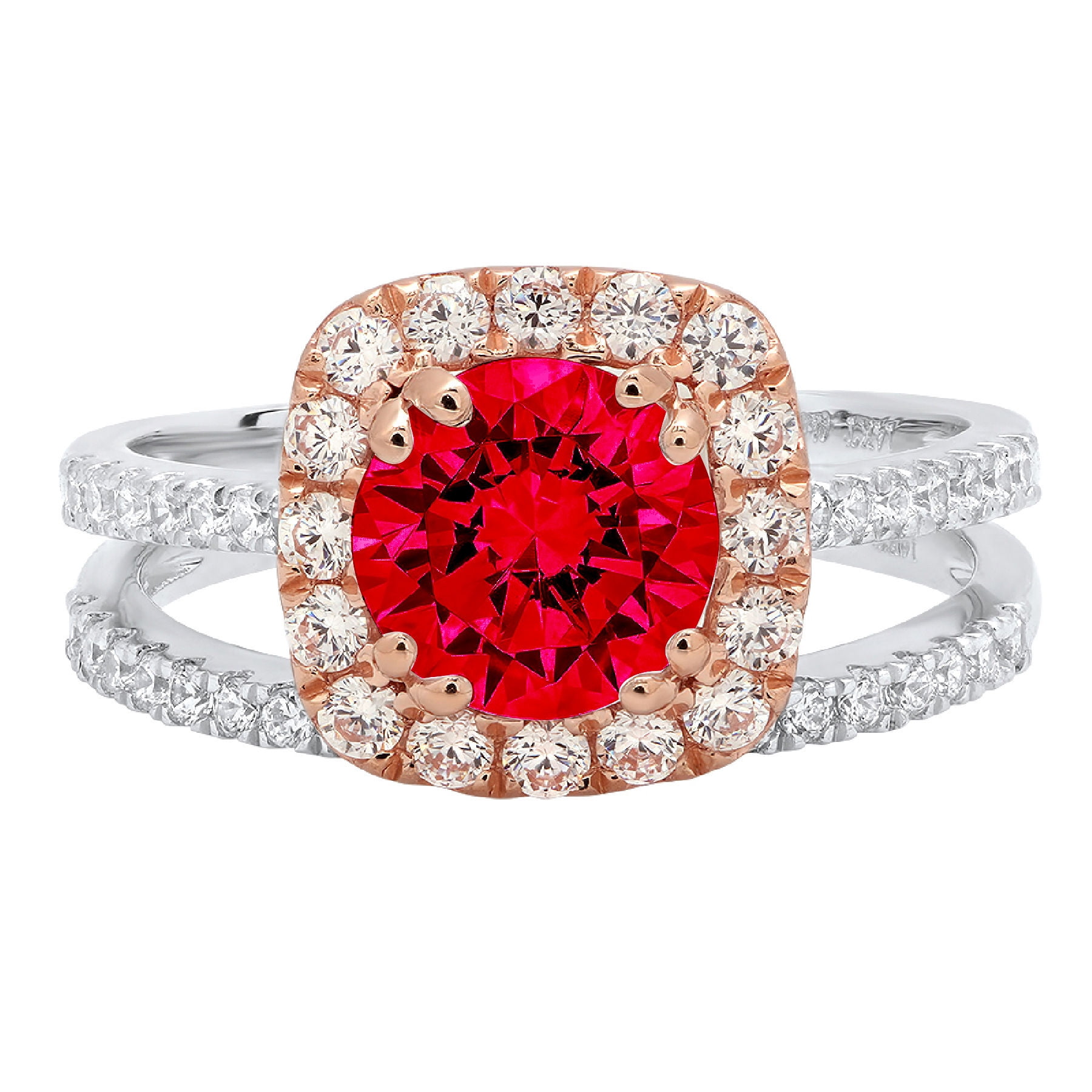 Clara Pucci 14K White/Rose Gold 1.495 Simulated Ruby Engraveable ...
