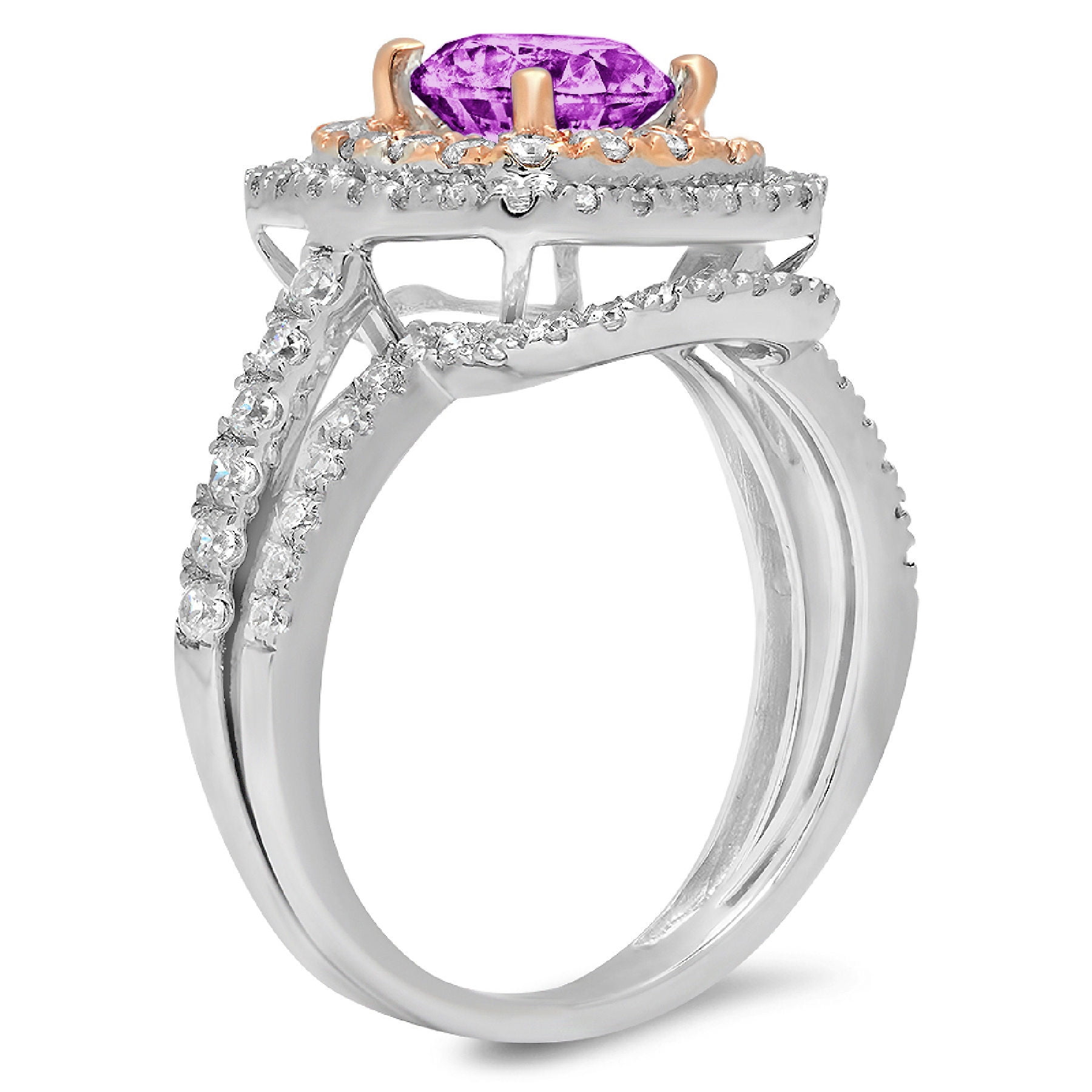 Clara Pucci 14K White/Rose Gold 1.7825 Simulated Alexandrite ...