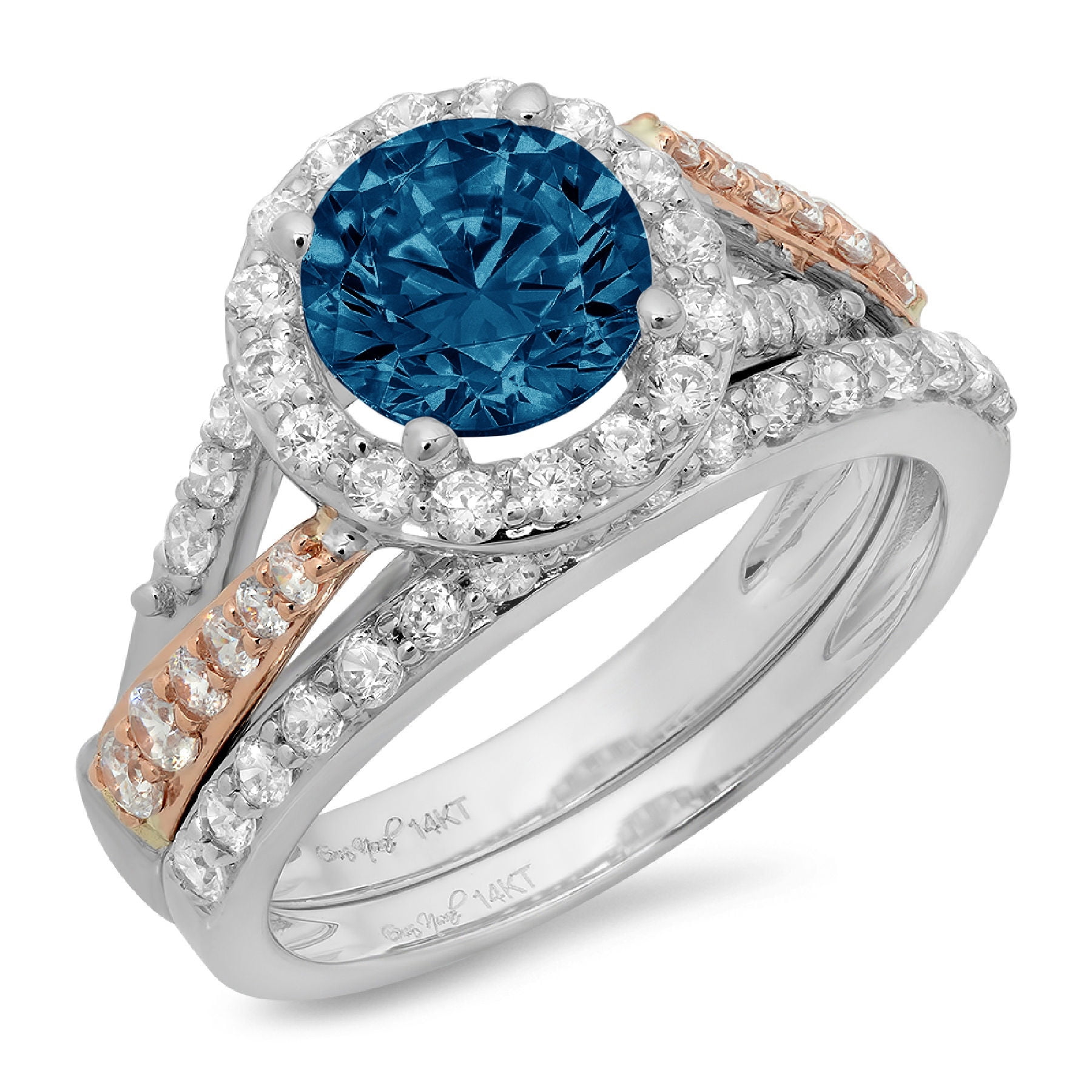 Clara Pucci 14K White/Rose Gold 2.32 Natural London Blue Topaz ...