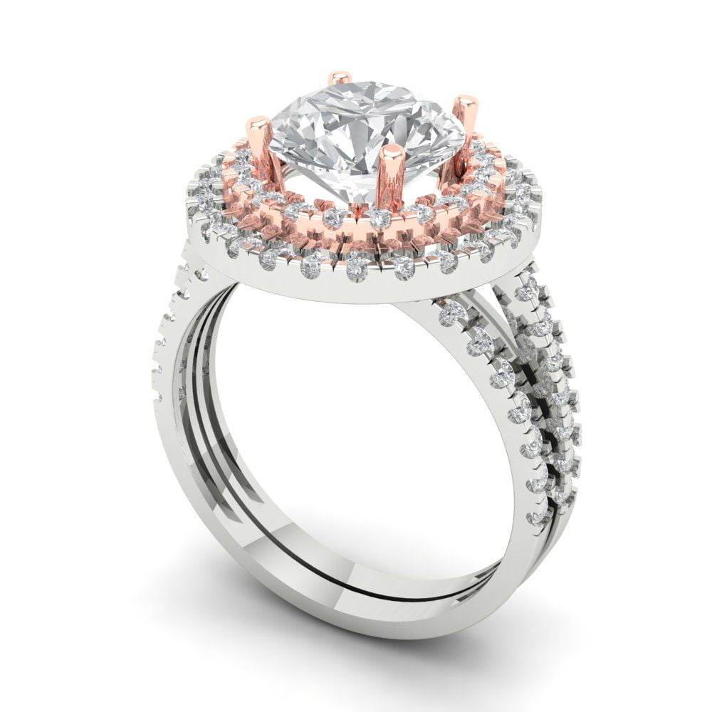 Clara Pucci 14K White/Rose Gold 2.73 Simulated Clear Diamond ...