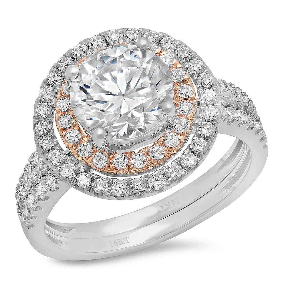 Clara Pucci 14K White/Rose Gold 2.73 Synthetic White Sapphire ...
