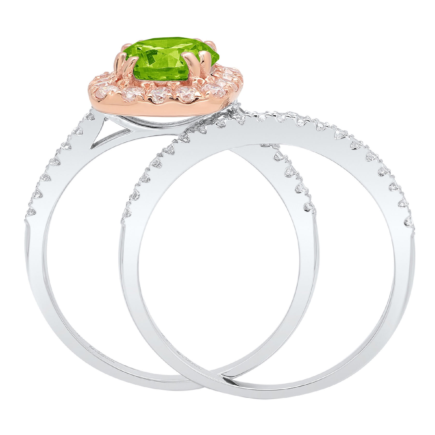 Clara Pucci 14K White/Rose Gold Round Cut 1Ct Natural Peridot ...