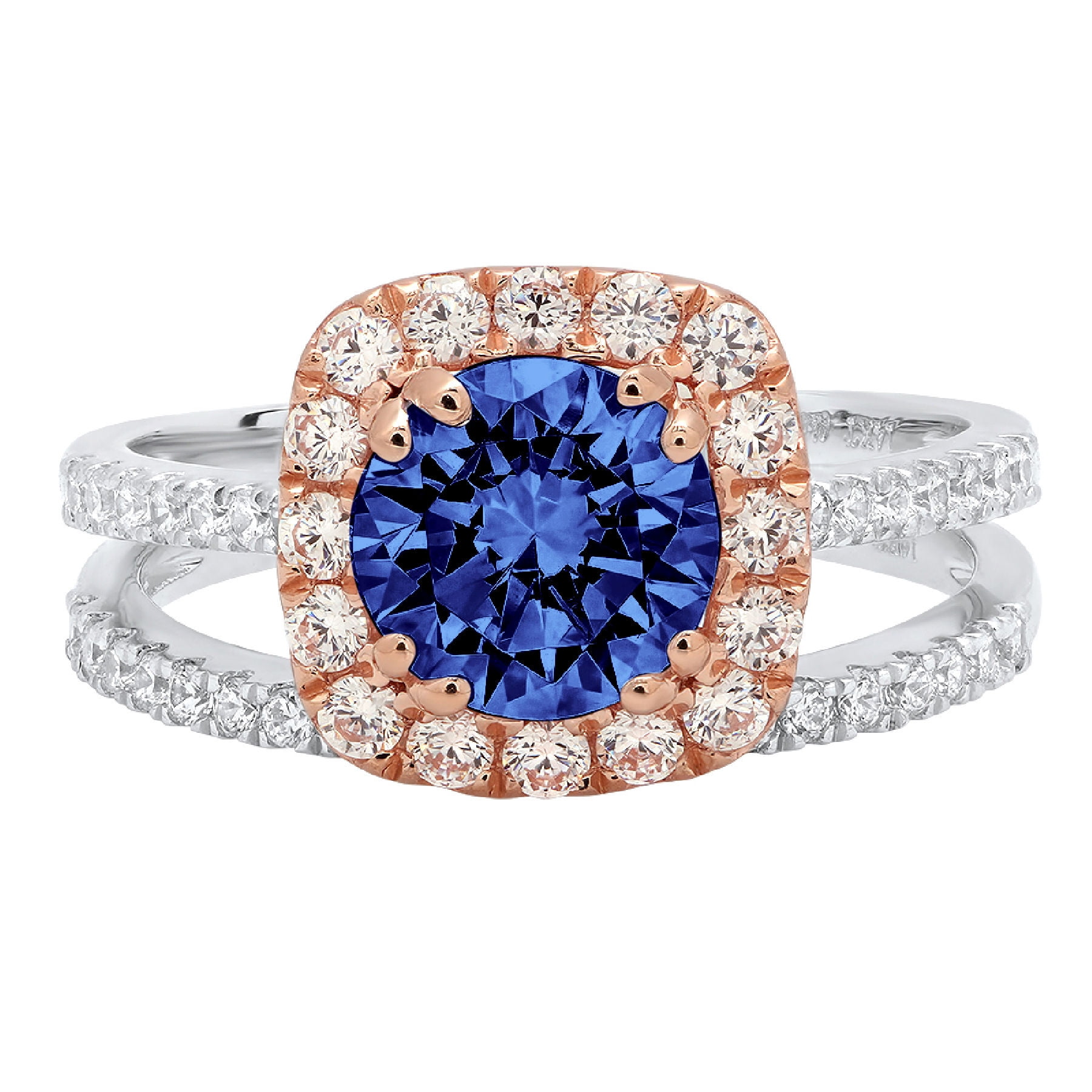 Clara Pucci 14k White Rose Gold Round Cut 1ct Simulated Tanzanite