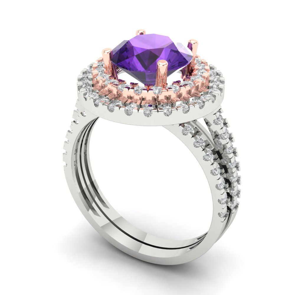 Clara Pucci 14K White/Rose Gold Round Cut 2Ct Natural Amethyst ...