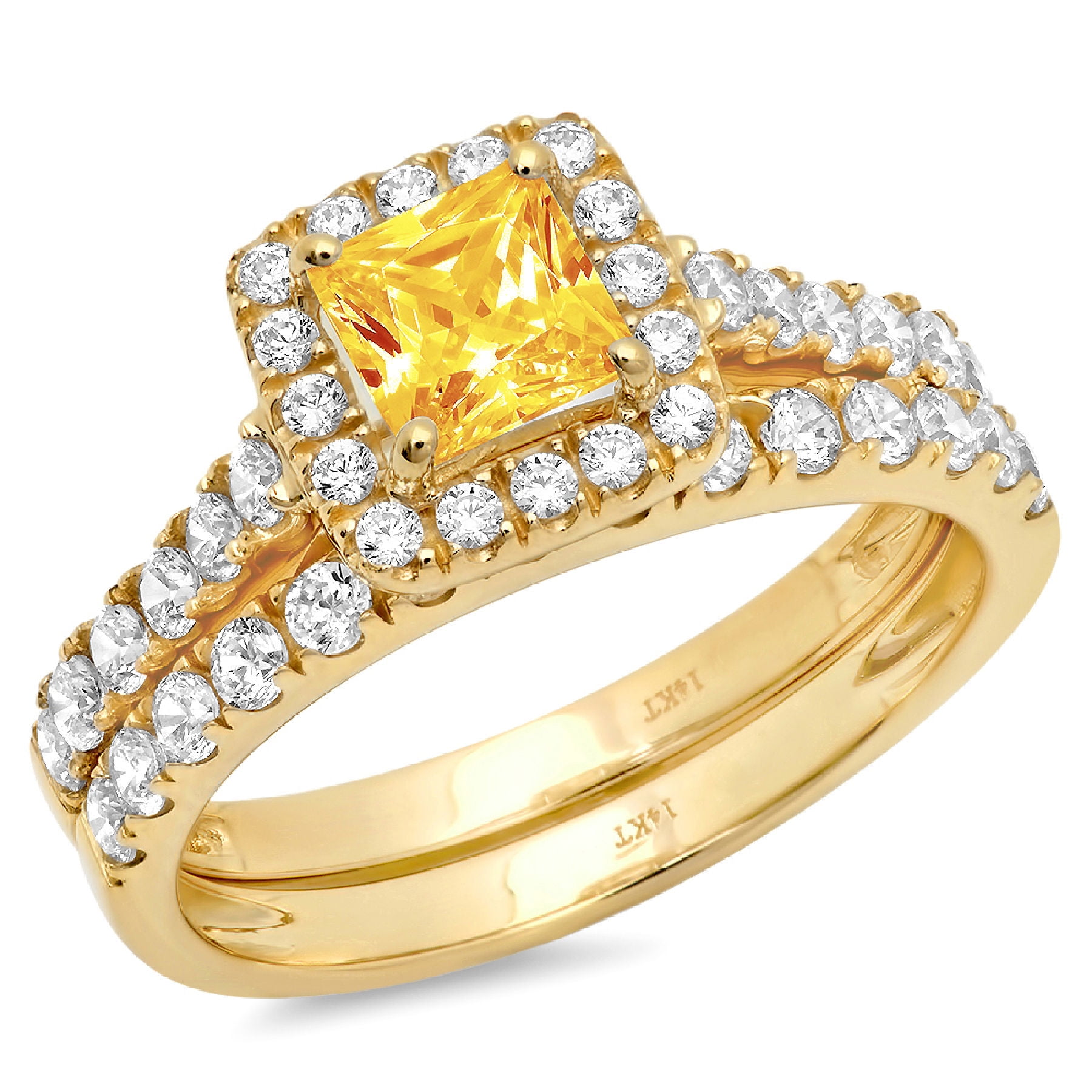 Clara Pucci 14K Yellow Gold 1.56 Natural Citrine Engraveable Engagement ...