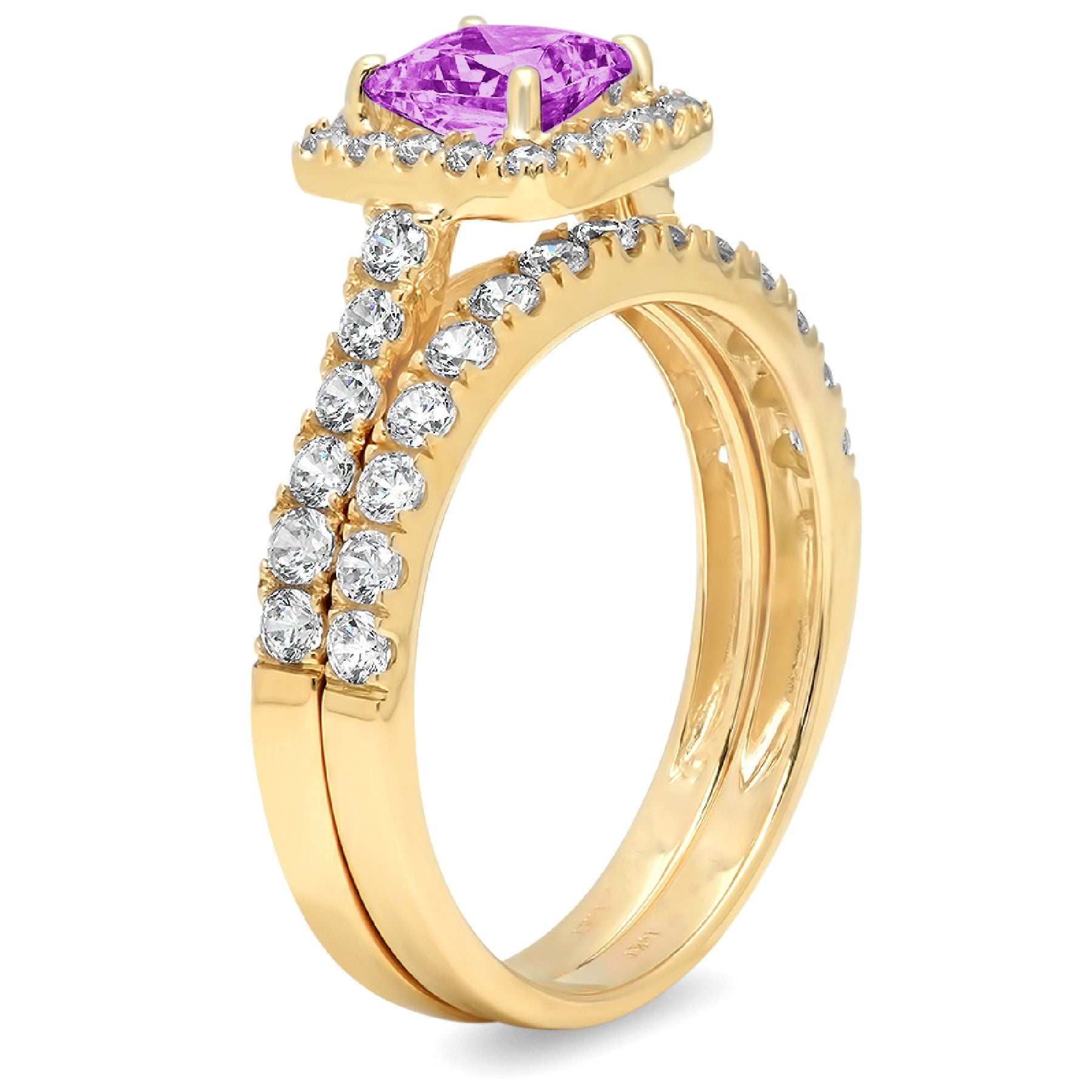 Clara Pucci 14k Yellow Gold 156 Simulated Alexandrite Engraveable Engagement Ring Wedding