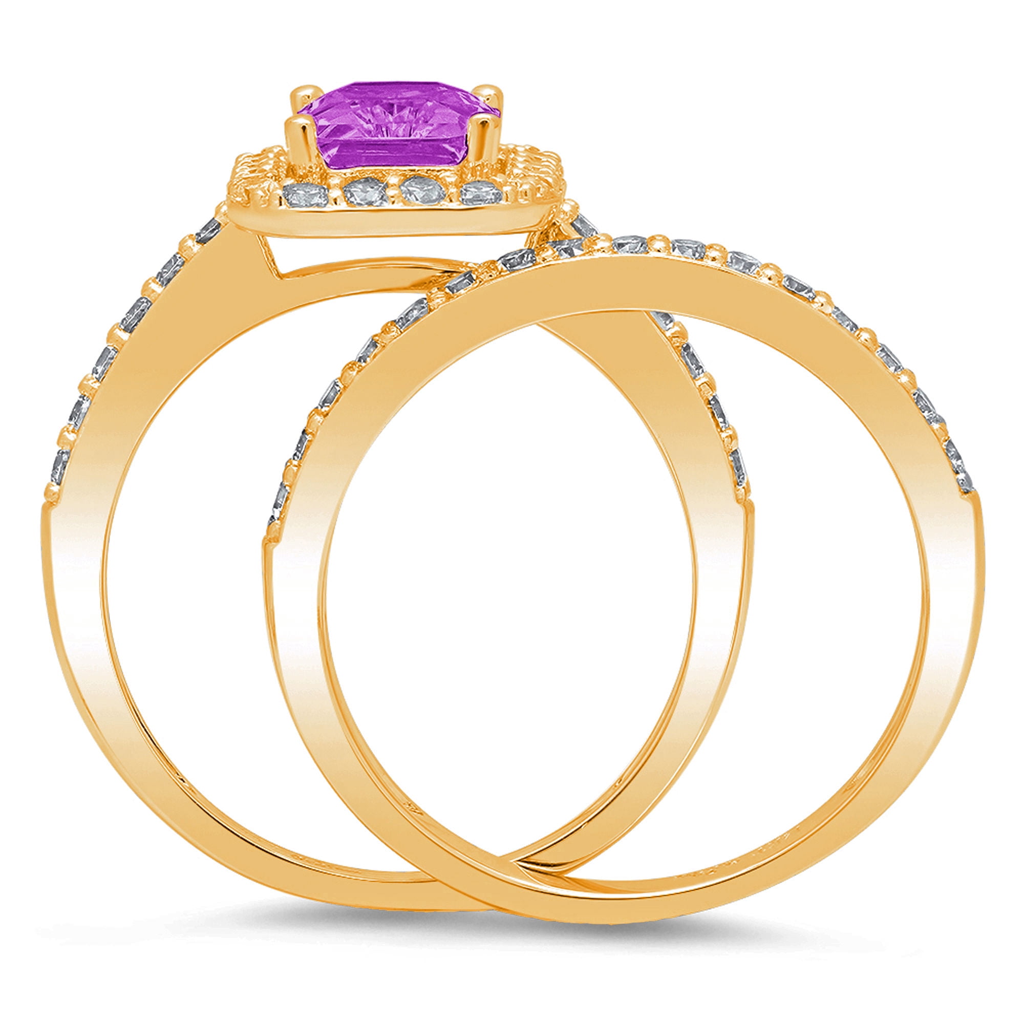 Clara Pucci 14k Yellow Gold 2 16 Simulated Alexandrite Engraveable