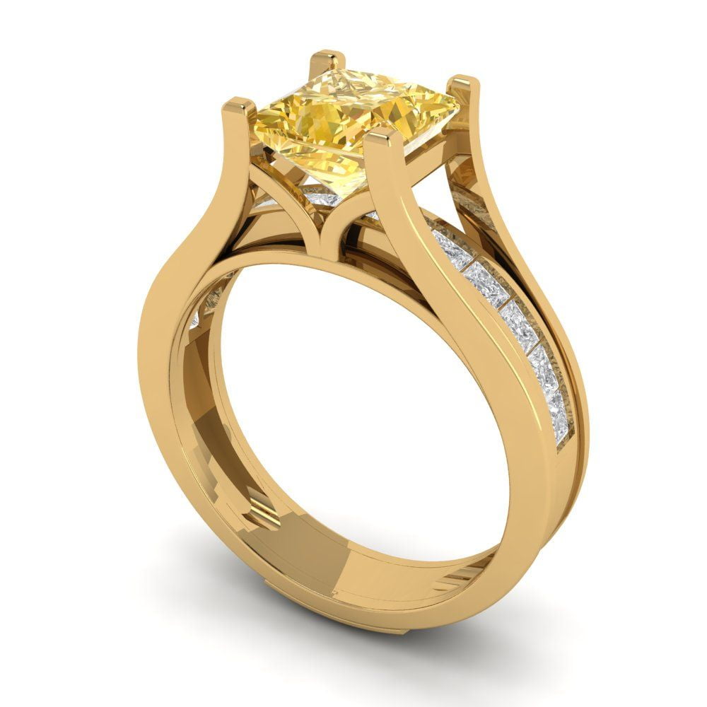 Clara Pucci 14K Yellow Gold 2.28 Simulated Yellow Diamond Engraveable ...
