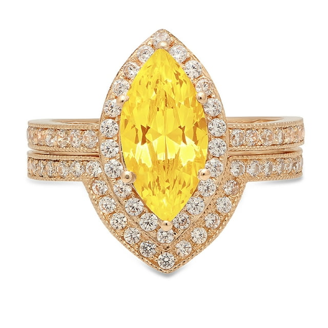 Clara Pucci 14K Yellow Gold 2.4875 Simulated Yellow Diamond Engraveable ...