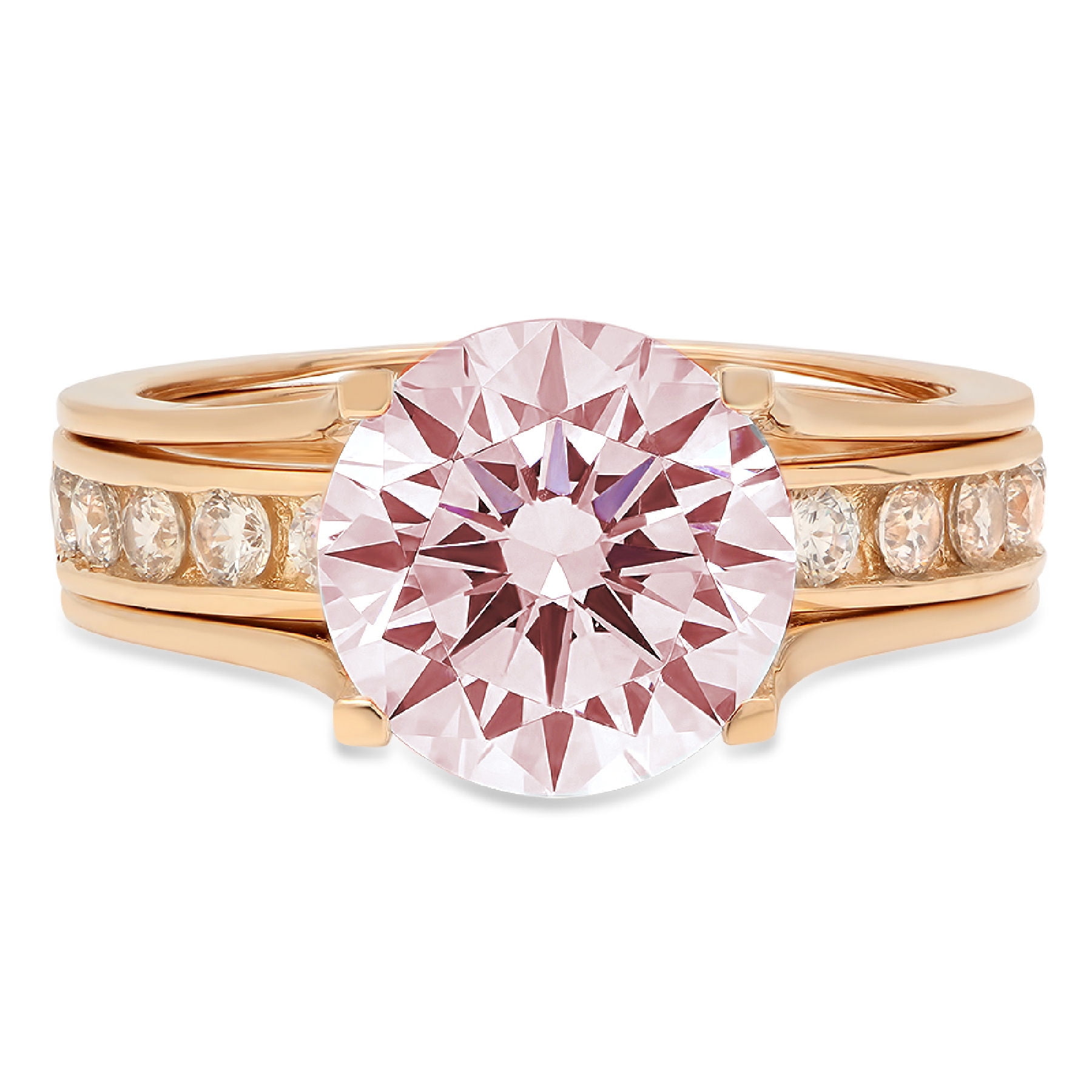 Clara Pucci 14K Yellow Gold 3.39 Simulated Pink Diamond Engraveable ...