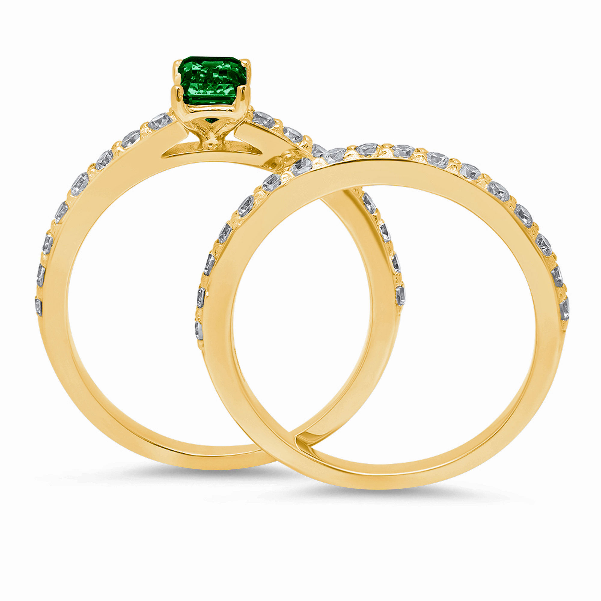 Clara Pucci 14K Yellow Gold Emerald Cut 0.5Ct Simulated Emerald ...