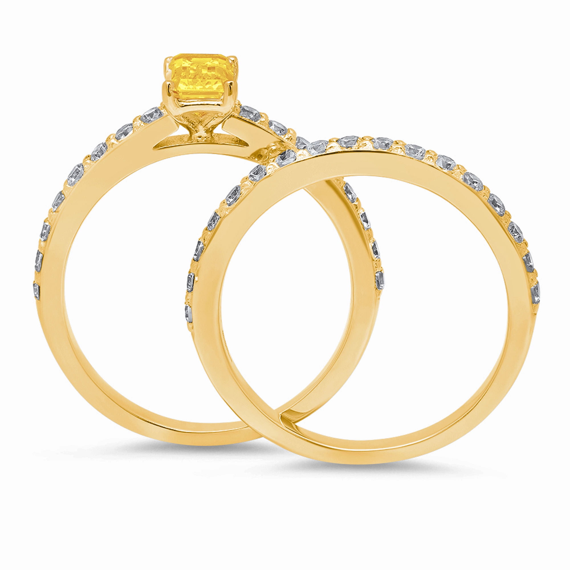 Clara Pucci 14K Yellow Gold Emerald Cut 0.5Ct Simulated Yellow Diamond ...