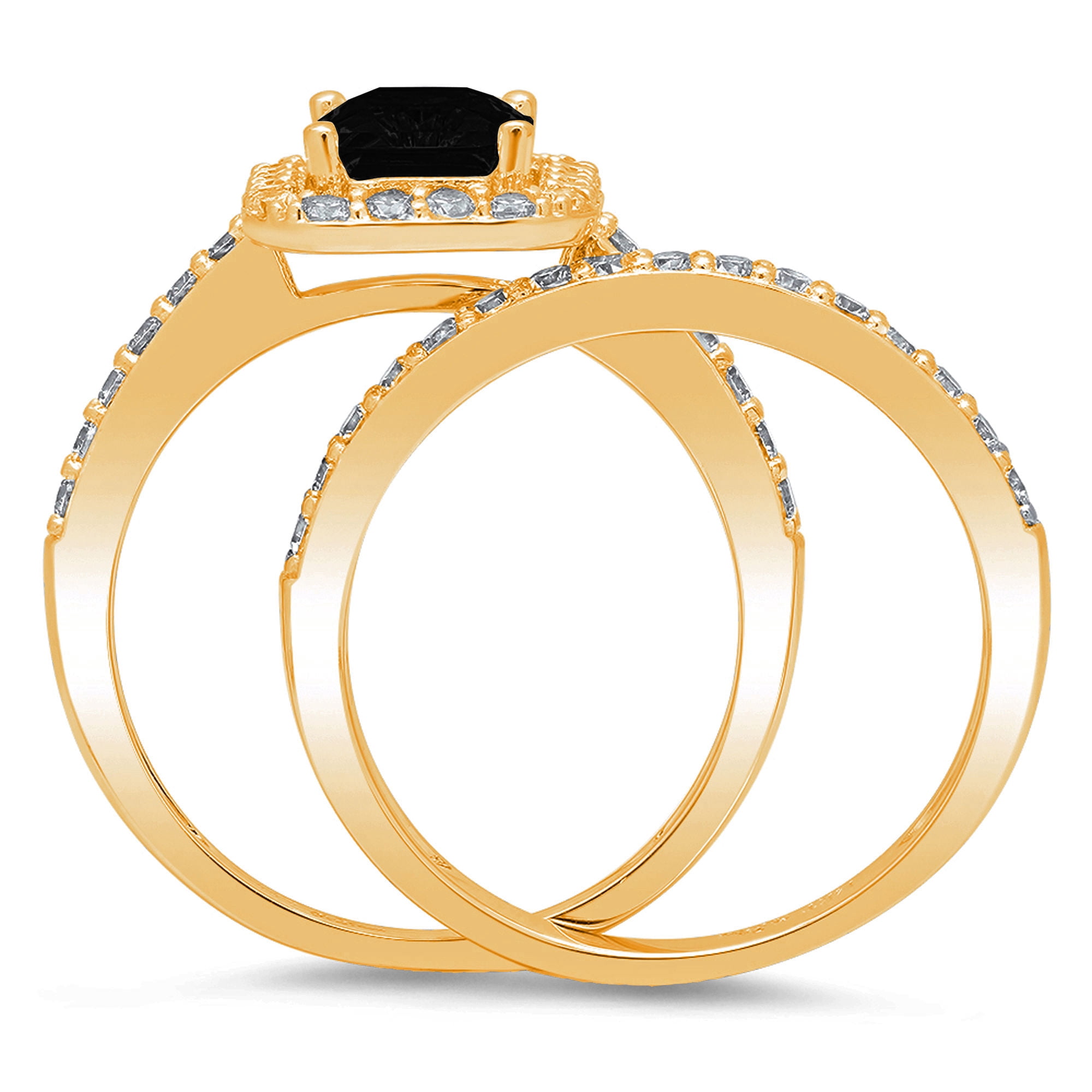 Clara Pucci 14K Yellow Gold Emerald Cut 1.5Ct Natural Onyx Engagement ...