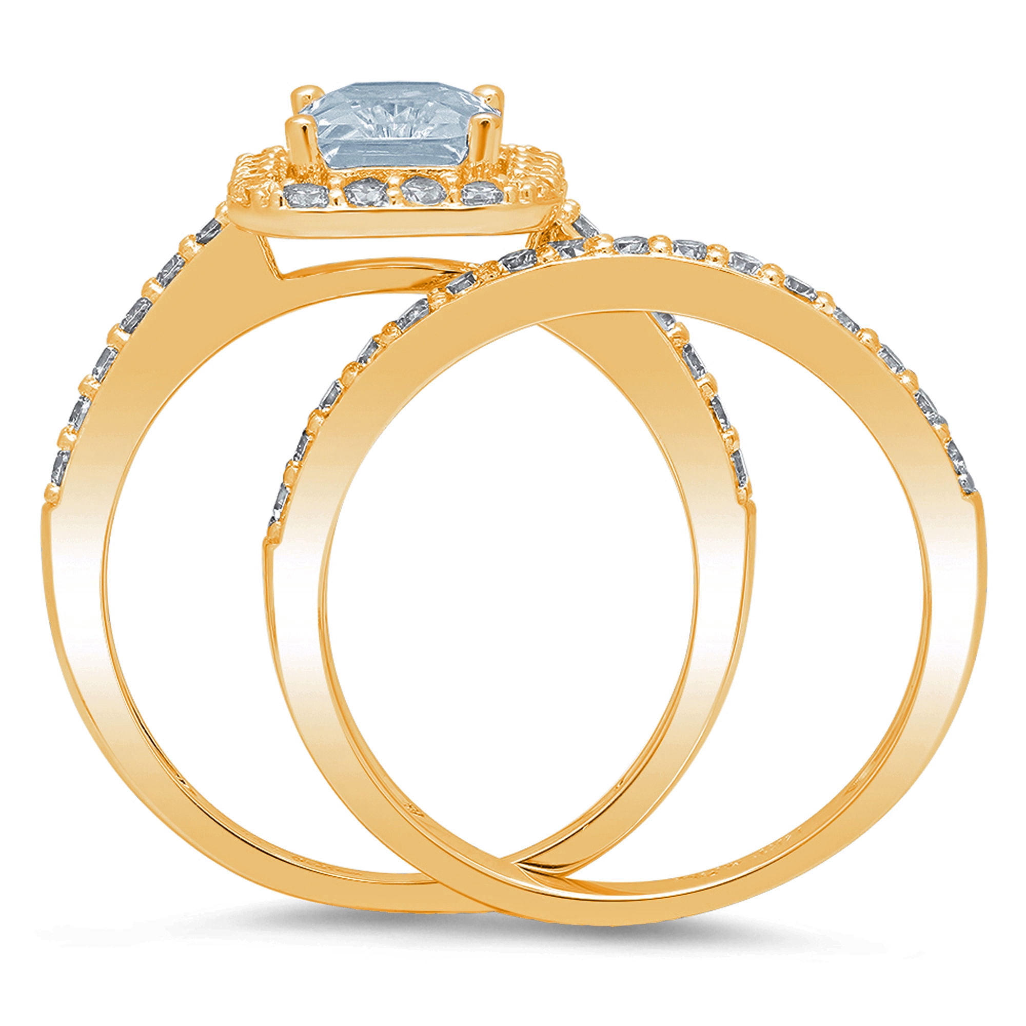 Clara Pucci 14K Yellow Gold Emerald Cut 1.5Ct Natural Swiss Blue Topaz ...