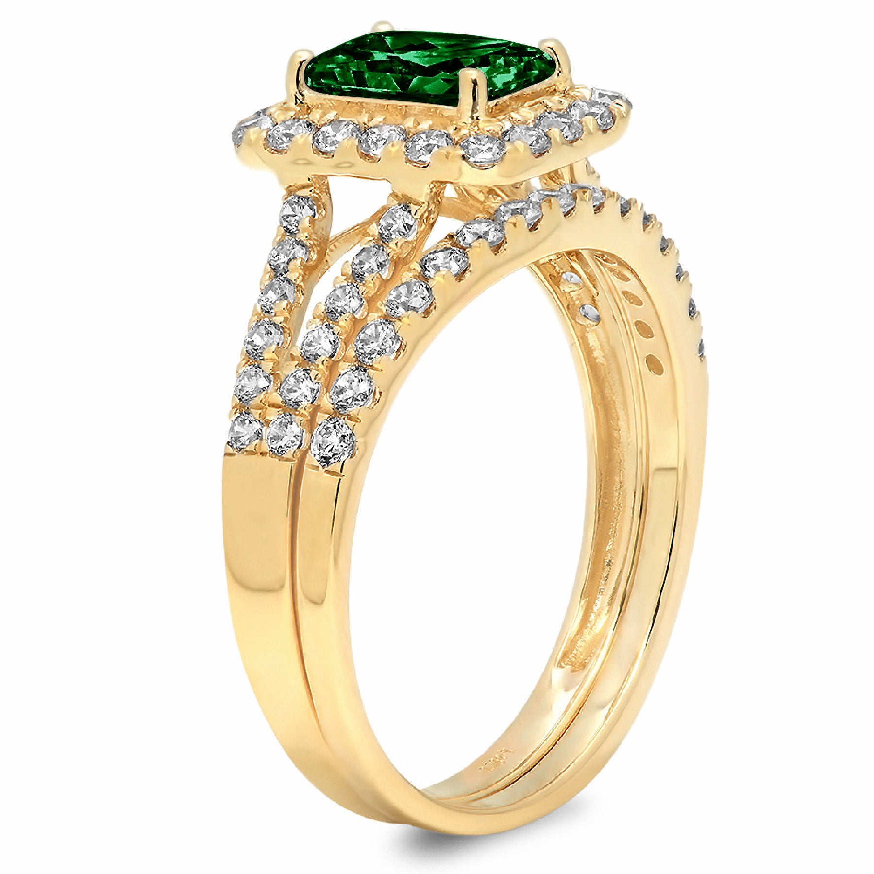 Clara Pucci 14K Yellow Gold Emerald Cut 1Ct Simulated Emerald ...