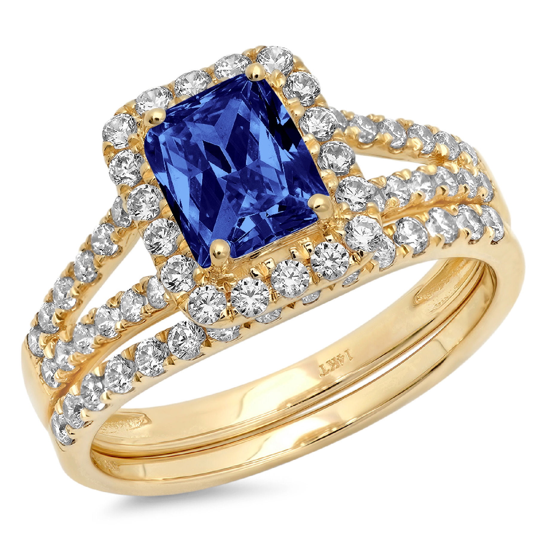 Clara Pucci 14K Yellow Gold Emerald Cut 1Ct Simulated Tanzanite ...