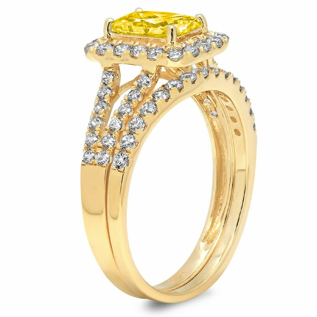 Clara Pucci 14K Yellow Gold Emerald Cut 1Ct Simulated Yellow Diamond ...