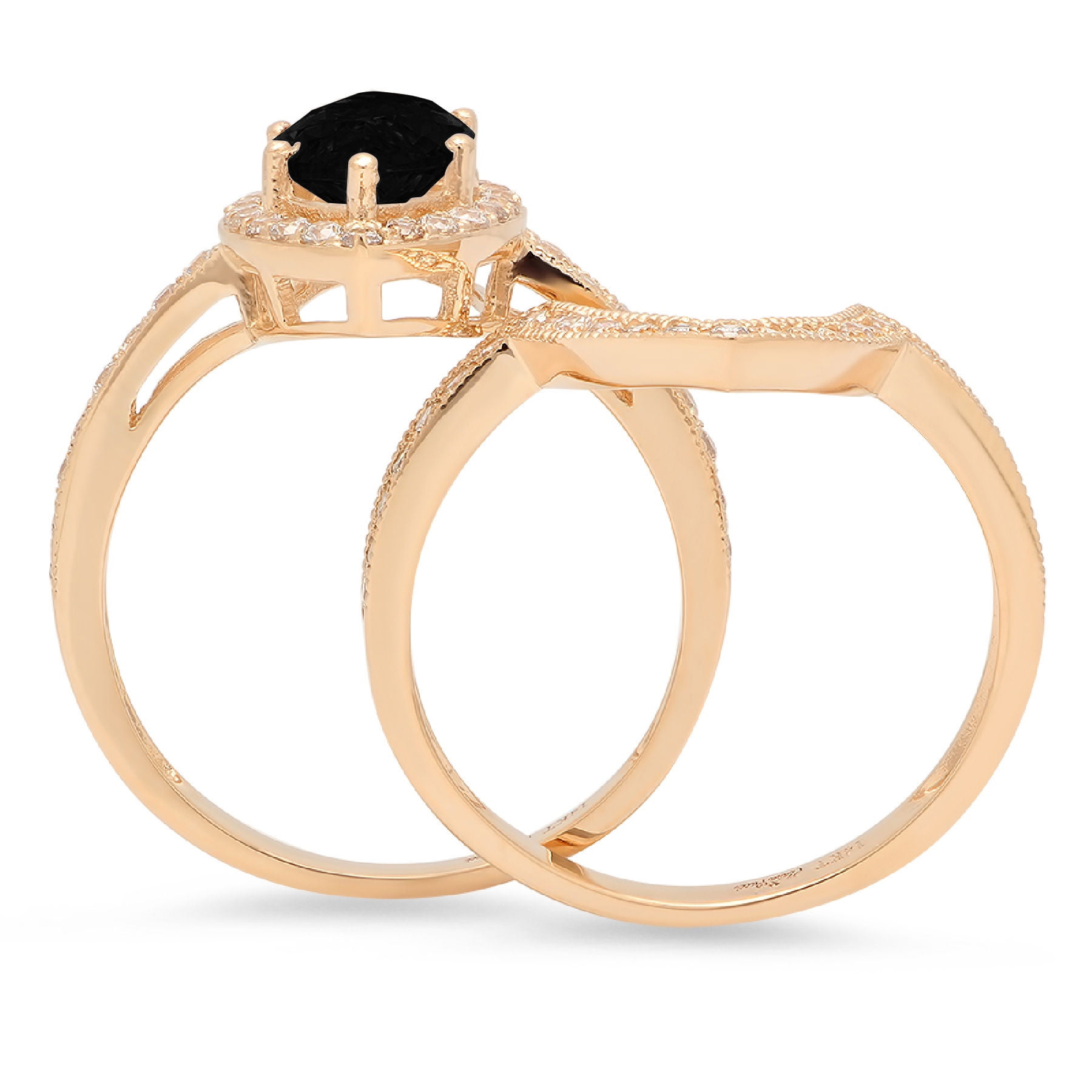 Clara Pucci 14K Yellow Gold Marquise Cut 2Ct Natural Onyx Engagement ...