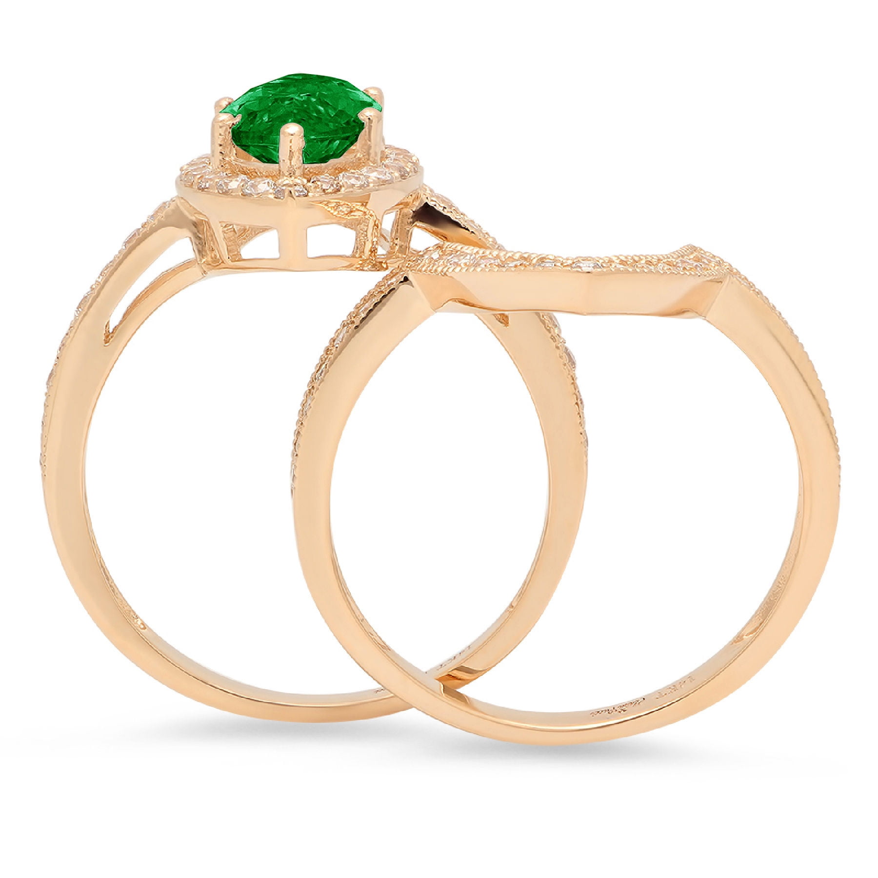 Clara Pucci 14K Yellow Gold Marquise Cut 2Ct Simulated Emerald ...