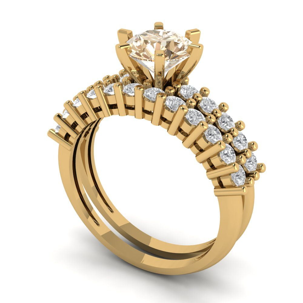 Clara Pucci 14K Yellow Gold Round Cut 1Ct Natural Morganite Engagement ...
