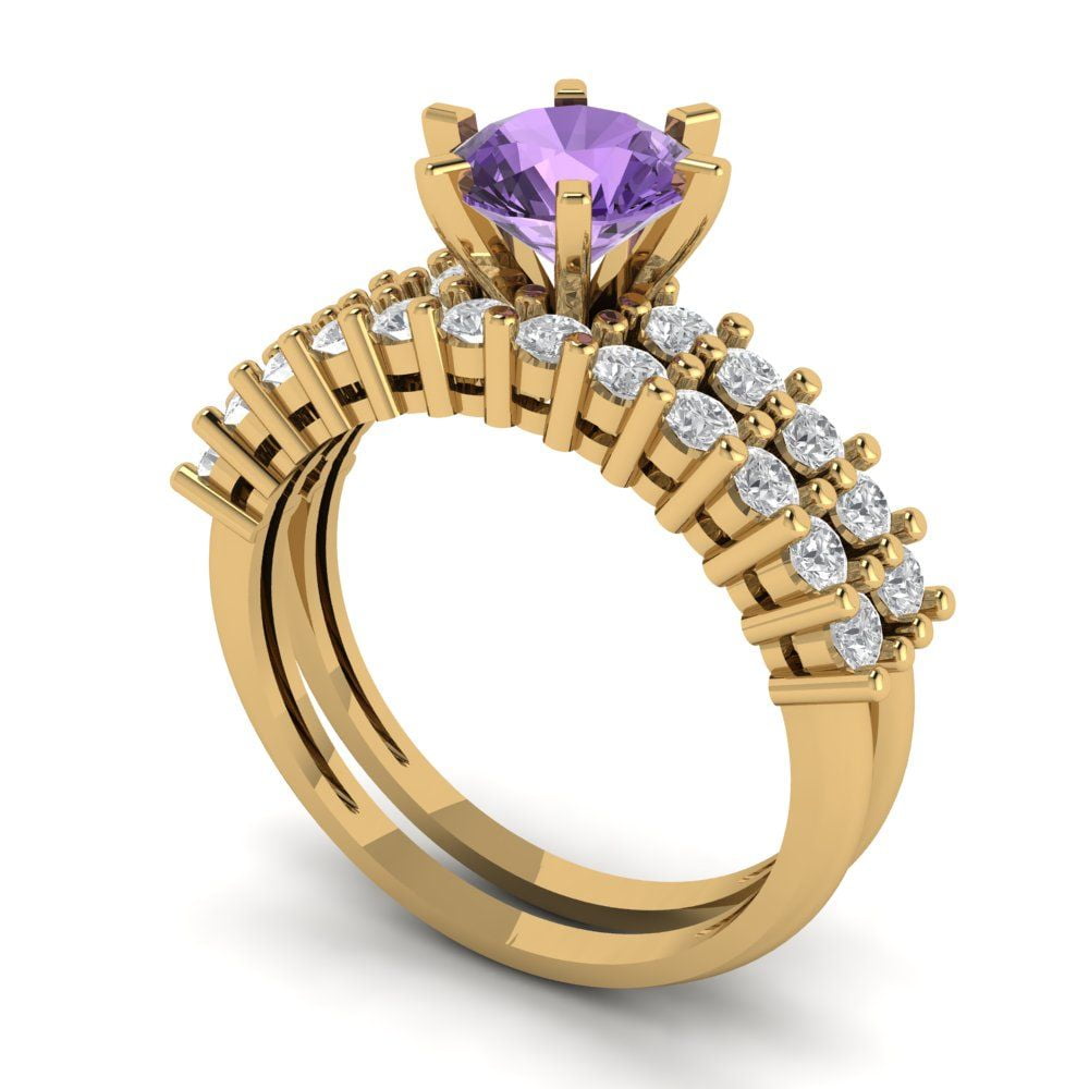 Clara Pucci 14K Yellow Gold Round Cut 1Ct Simulated Alexandrite ...