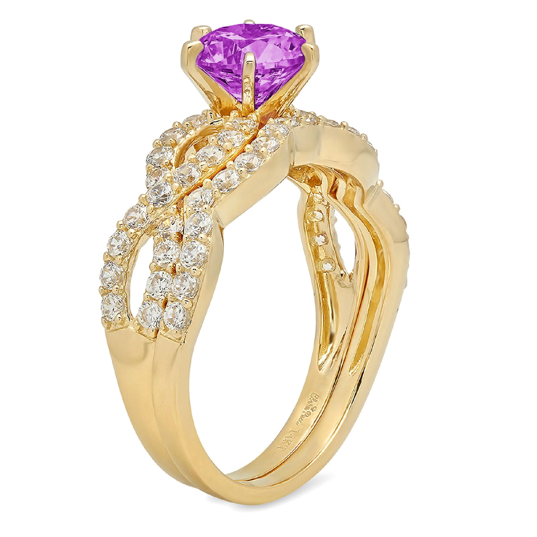 Clara Pucci 14K Yellow Gold Round Cut 1Ct Simulated Alexandrite ...
