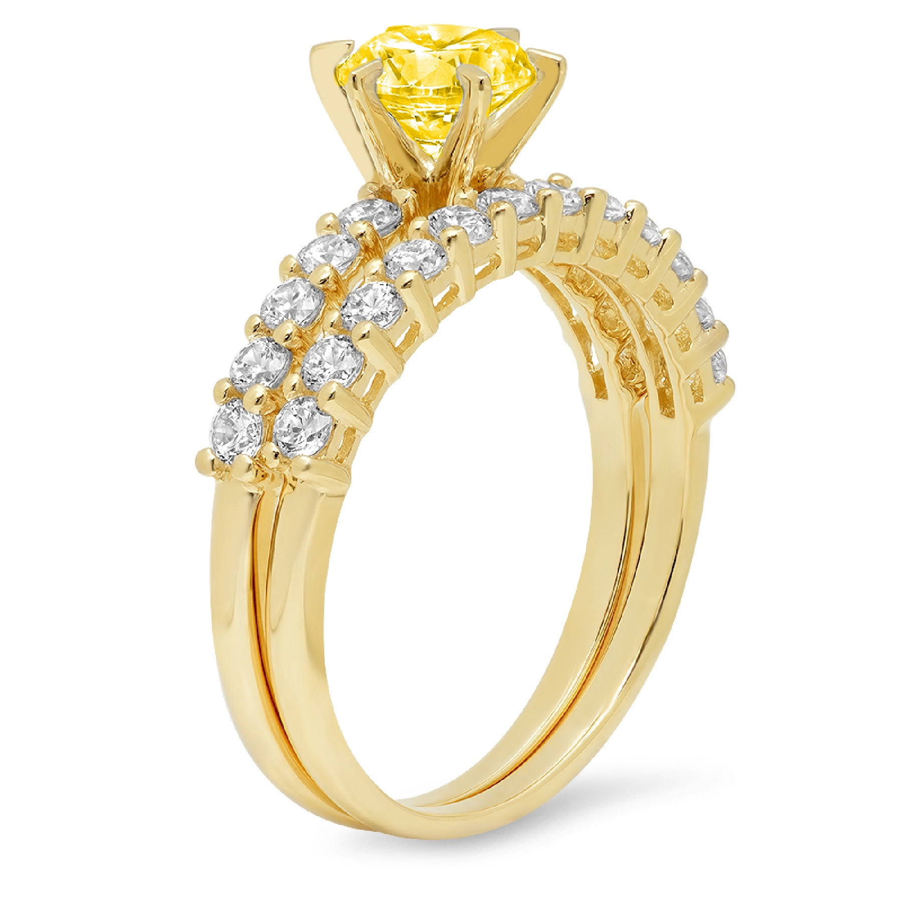 Clara Pucci 14K Yellow Gold Round Cut 1Ct Simulated Yellow Diamond ...