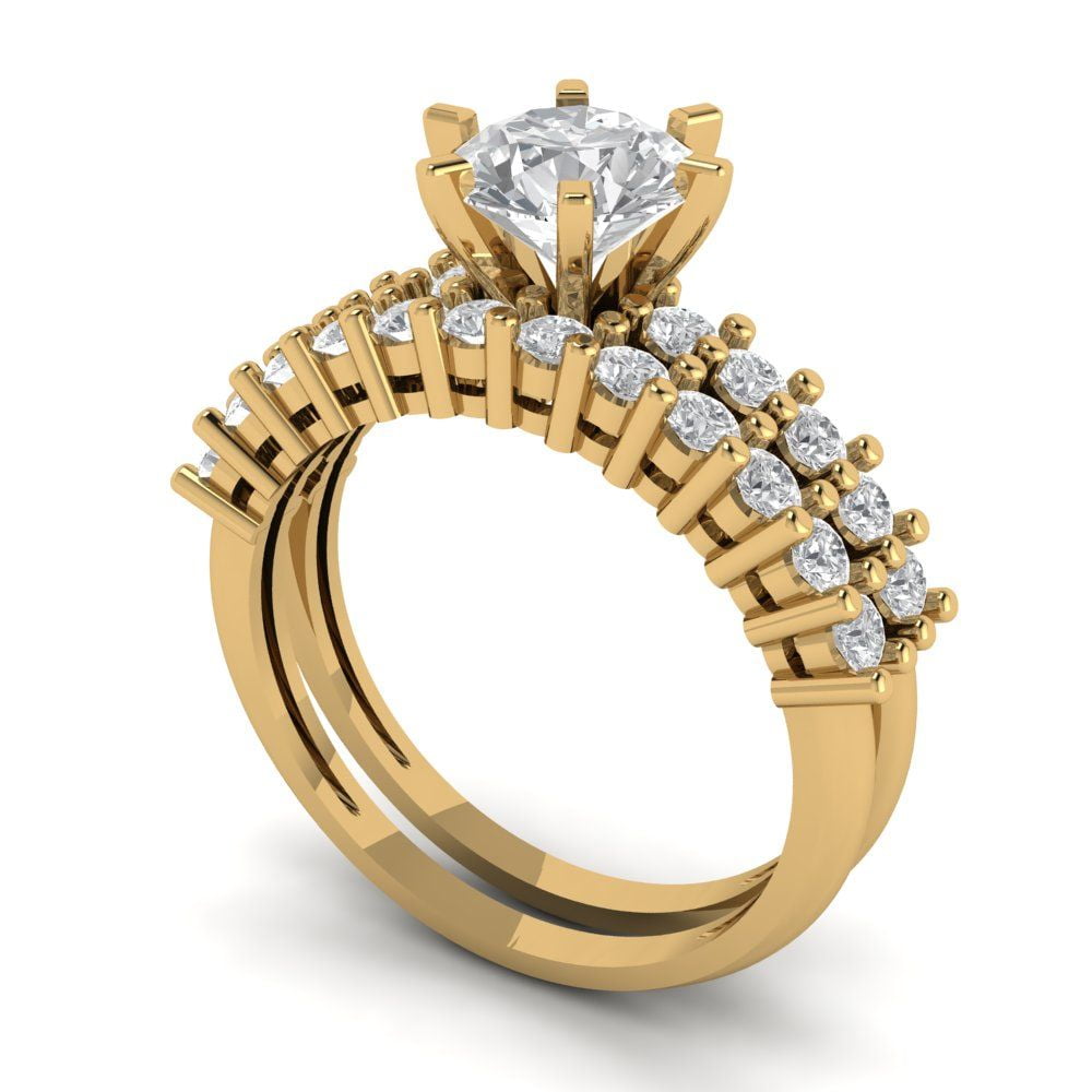 Clara Pucci 14K Yellow Gold Round Cut 1Ct Synthetic White Sapphire ...