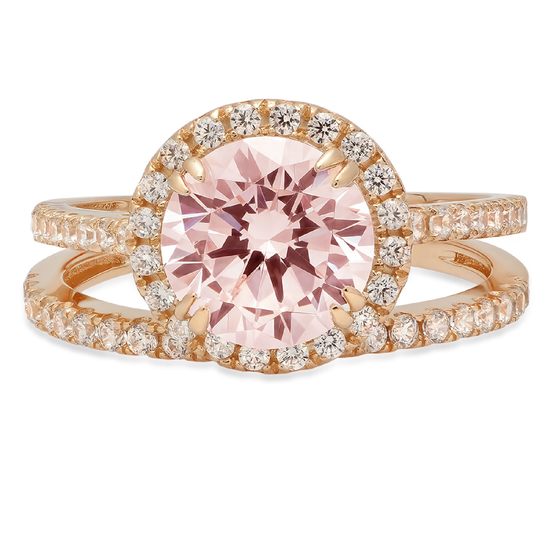Clara Pucci 14K Yellow Gold Round Cut 2Ct Simulated Pink Diamond ...
