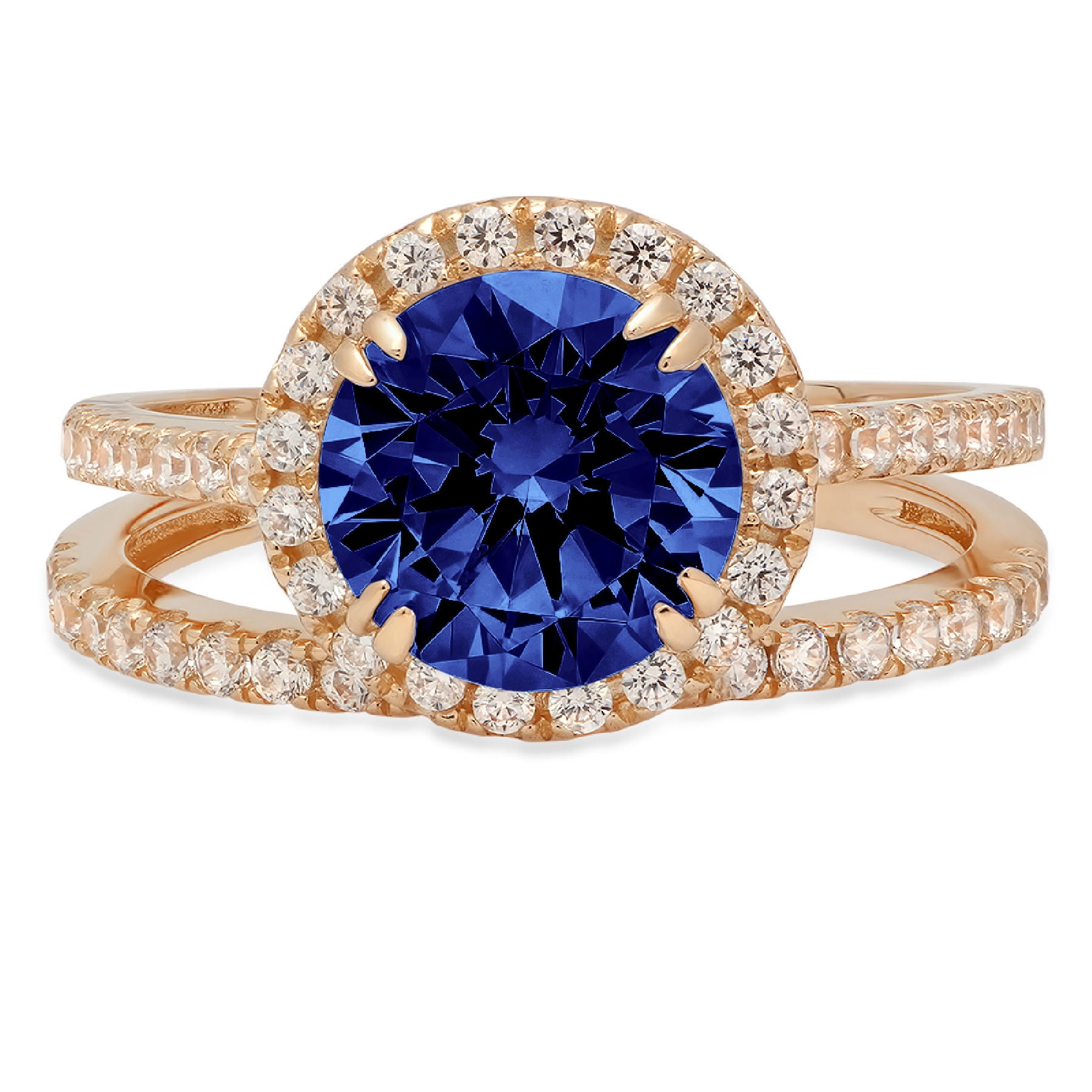 Clara Pucci 14K Yellow Gold Round Cut 2Ct Simulated Tanzanite ...