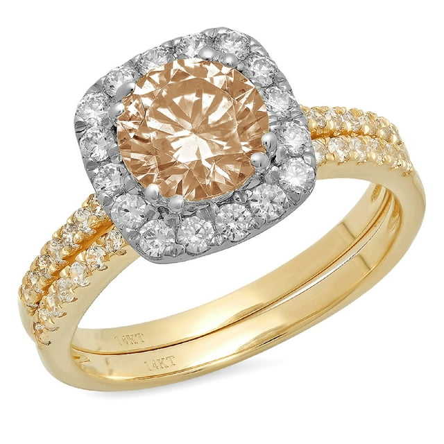 Clara Pucci 14K Yellow/White Gold 1.495 Simulated Champagne Engraveable ...
