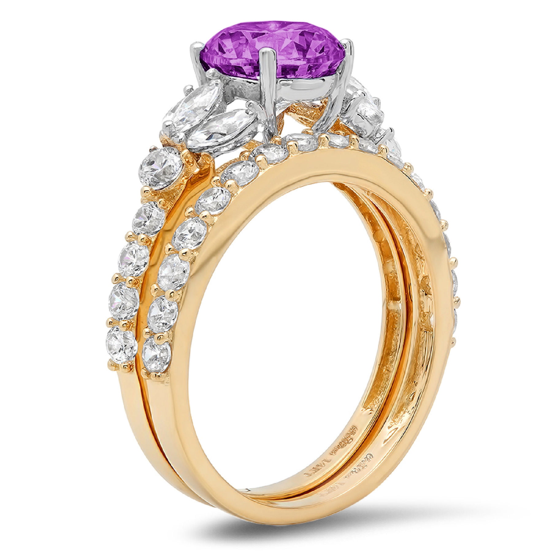 Clara Pucci 14K Yellow/White Gold Round Cut 1.5Ct Simulated Alexandrite ...