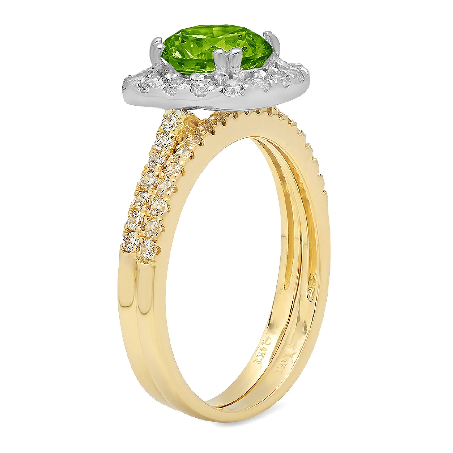 Clara Pucci 14K Yellow/White Gold Round Cut 1Ct Natural Peridot ...