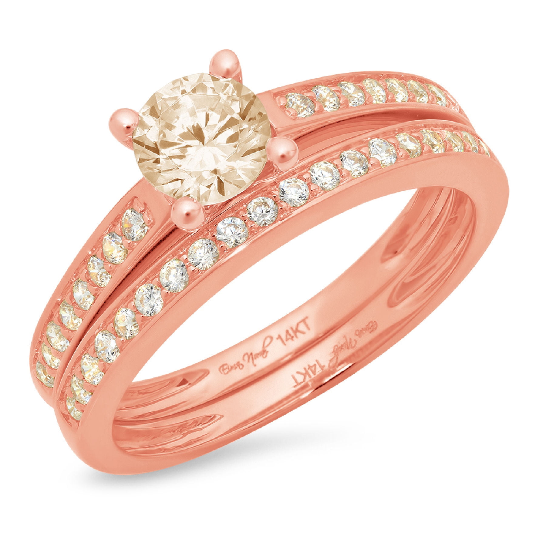 Clara Pucci 18K Rose Gold 0.86 Natural Morganite Engraveable Engagement ...