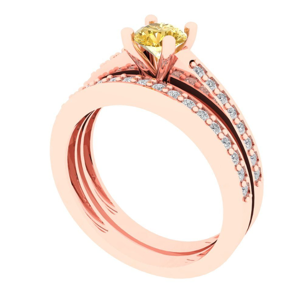 Clara Pucci 18K Rose Gold 0.86 Simulated Yellow Diamond Engraveable ...